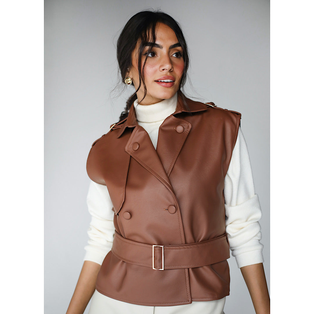 Brown Leather short vest – The Gallery