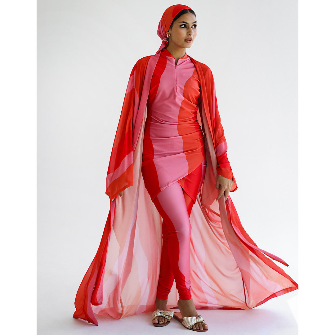 Abstract orange burkini set – The Gallery
