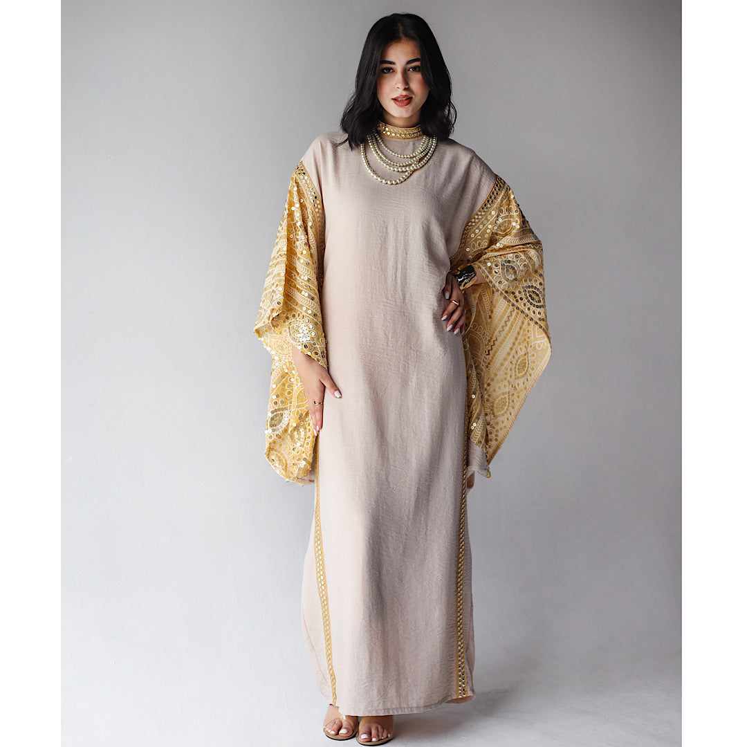 Embroidered flared sleeve kaftan – The Gallery