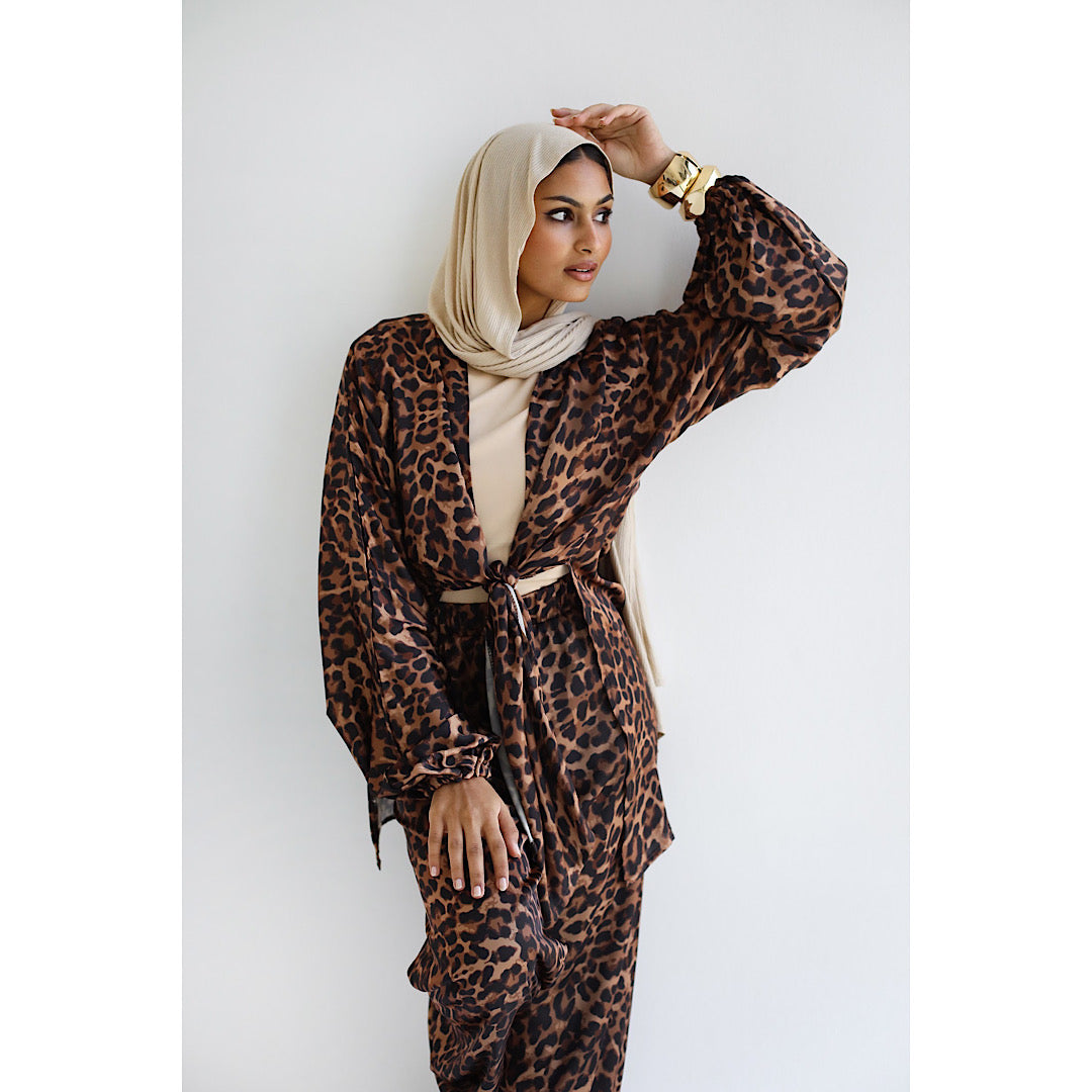 Leopard printed satin matching set – The Gallery