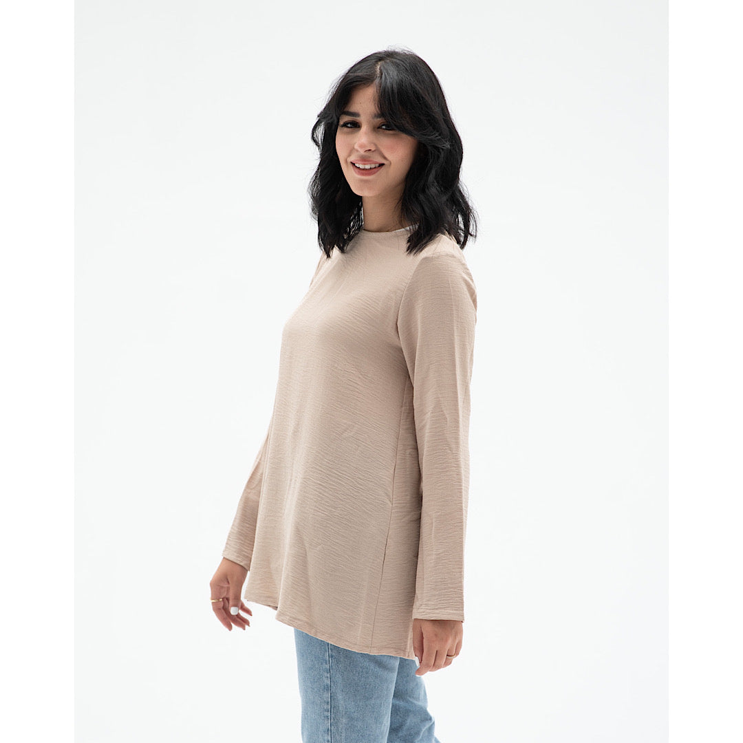 Long sleeved beige basic blouse – The Gallery