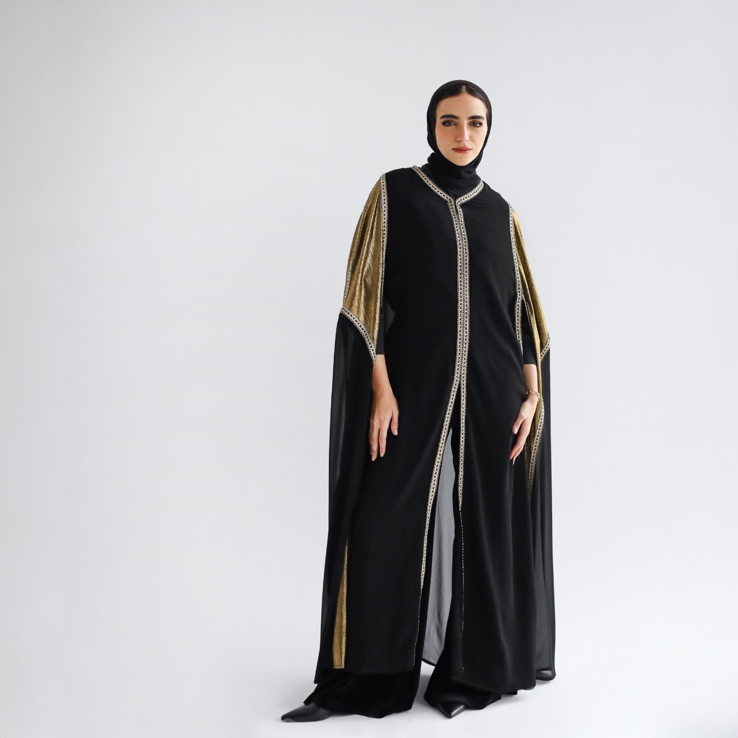 Chiffon golden cape kaftan – The Gallery