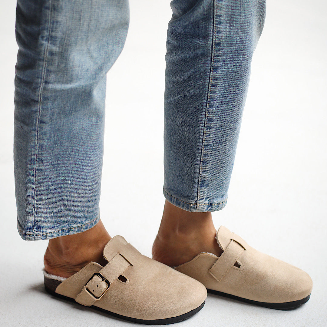 Beige suede clogs – The Gallery