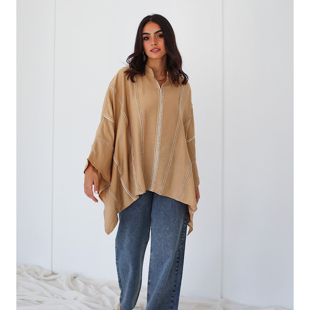 Beige koresha poncho blouse – The Gallery