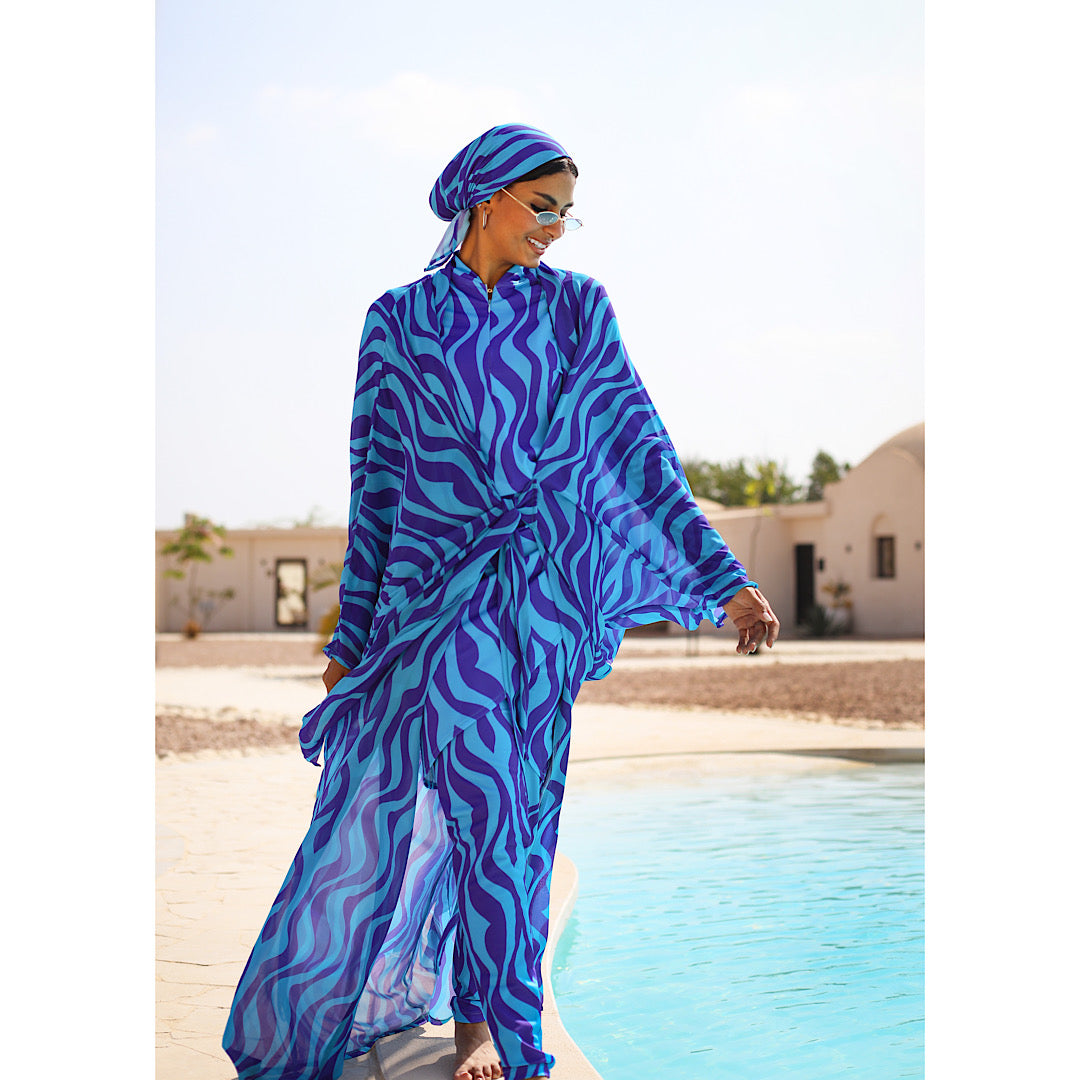 Blue printed burkini set – The Gallery