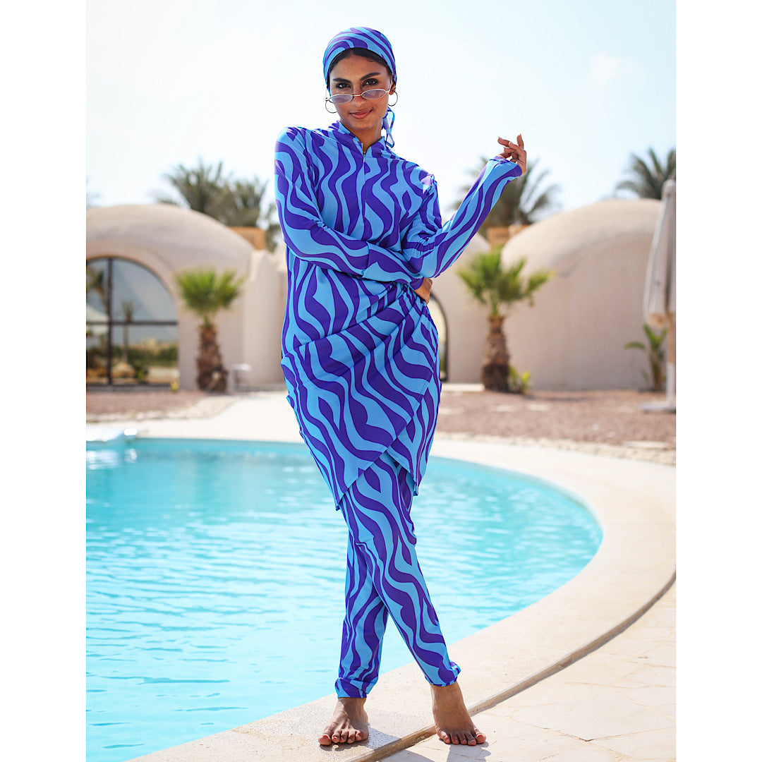 Blue printed burkini set – The Gallery