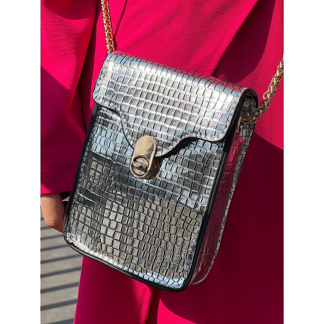 Silver flap square bag – The Gallery