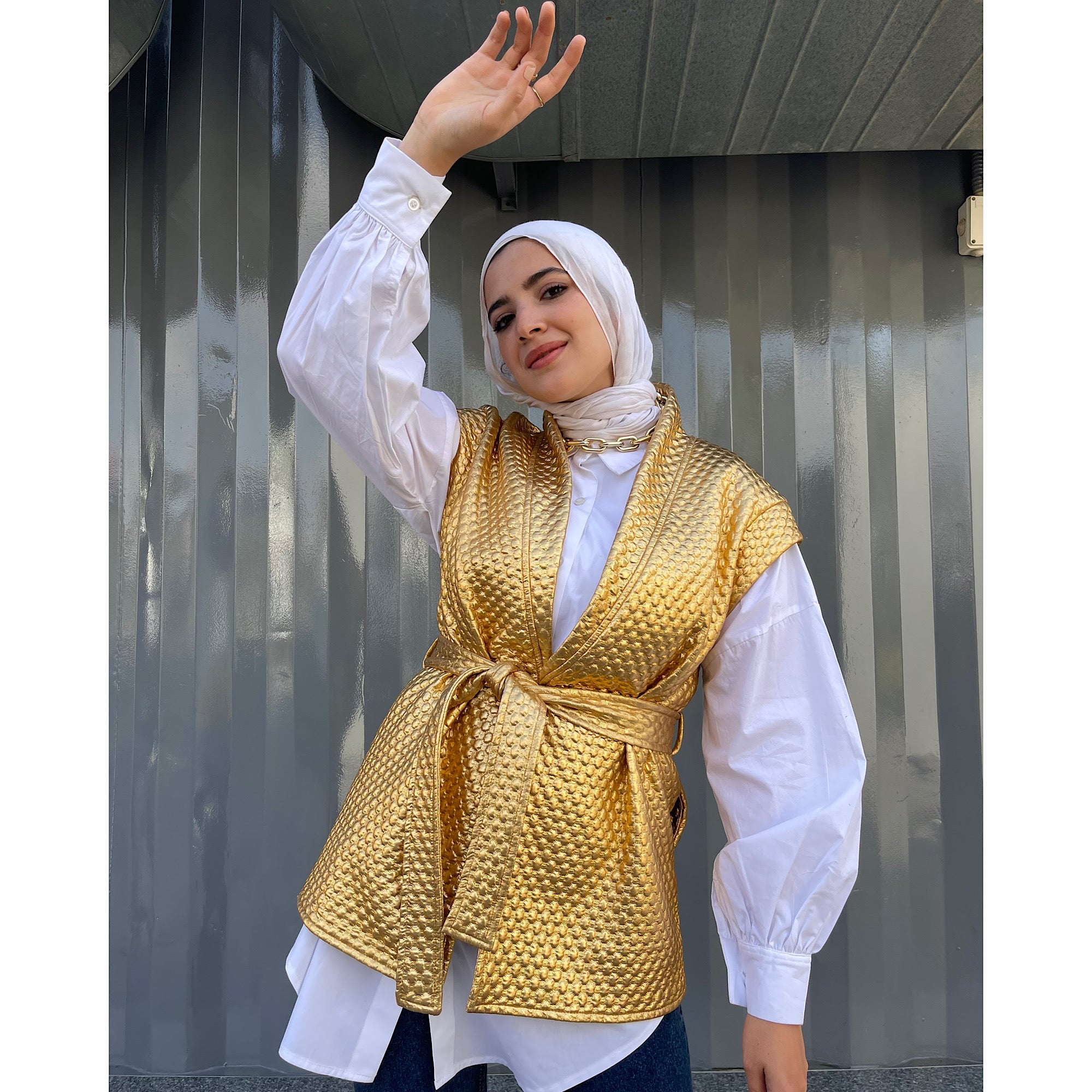 Gold metallic quilted vest – The Gallery